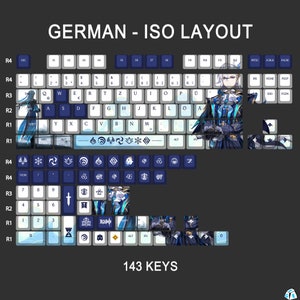 Neuvillette Genshin Impact Keycap Set , 143 Keys PBT for Mechanical ...