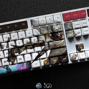 Jhin - the Virtuoso LOL Series Keycap Set, 127 Keys PBT for Mechanical Keyboard OEM Profile ...