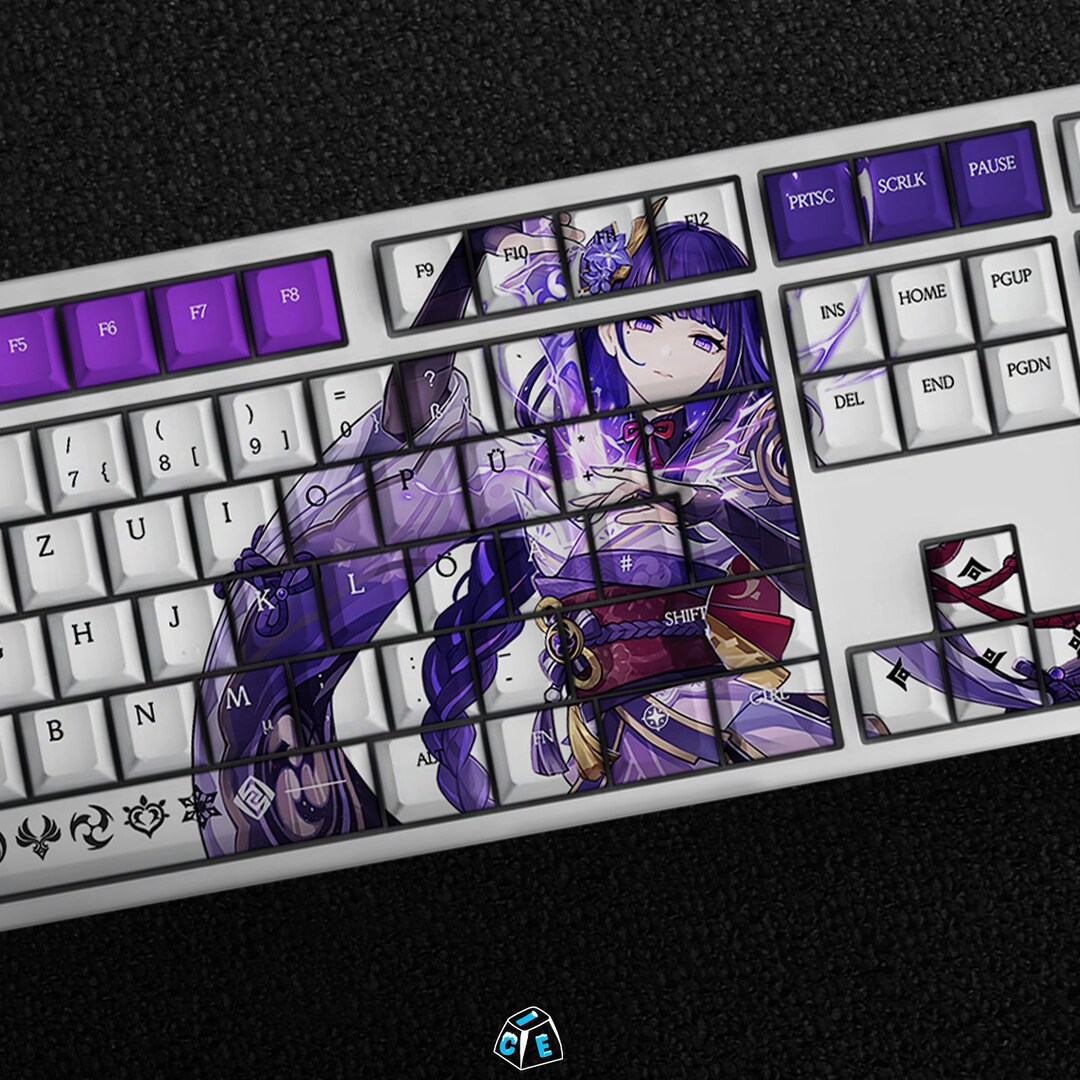 Raiden Shogun Genshin Impact Keycap Set, 136 Keys PBT for Mechanical Keyboard Cherry Profile ...