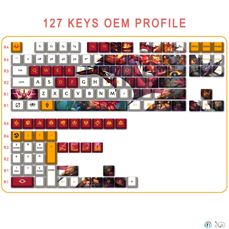 Viego the Ruined King LOL Series Keycap Set, 112 Keys PBT for Mechanical Keyboard OEM Profile ...
