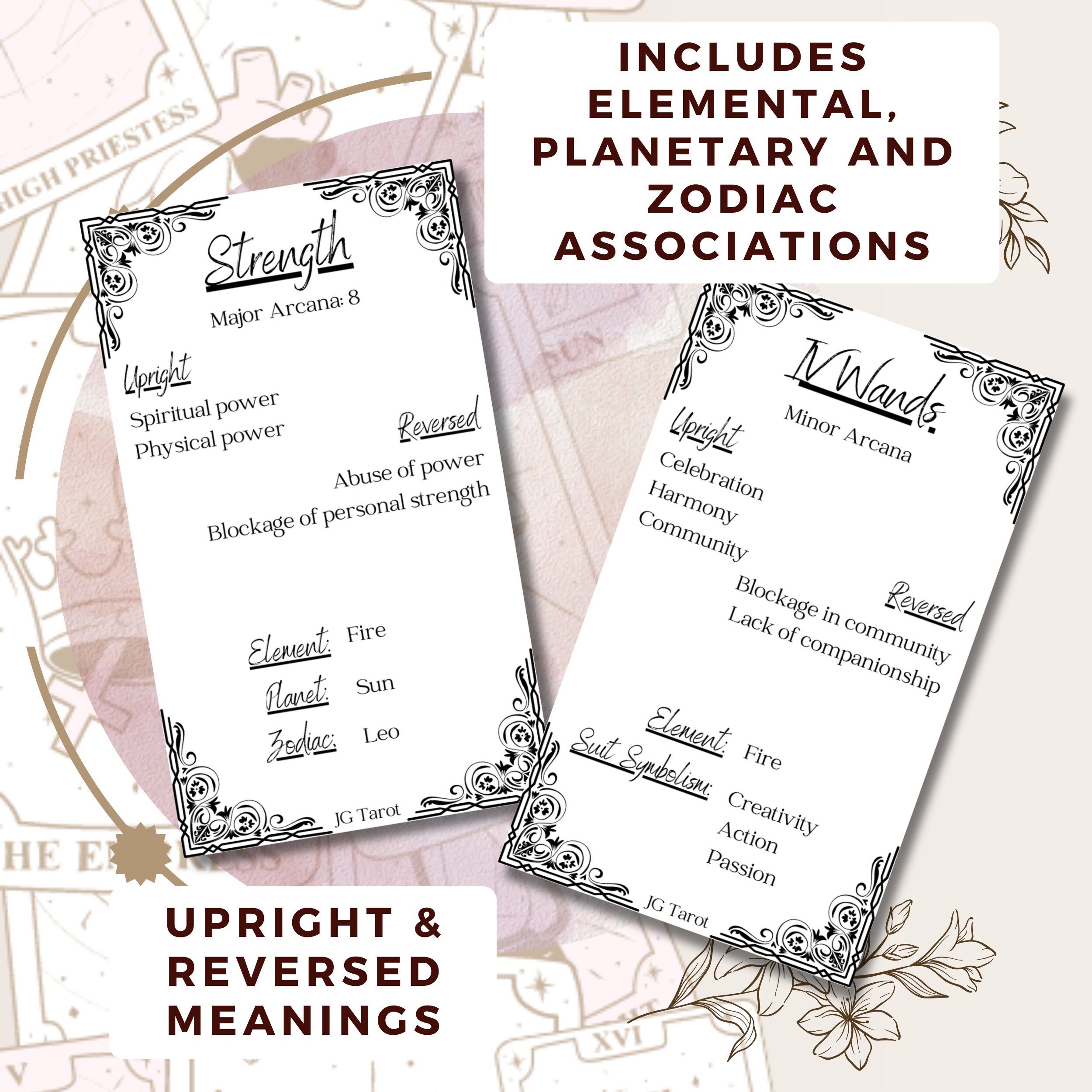 Tarot Flashcards - Digital Download Print Your Own Deck - Etsy