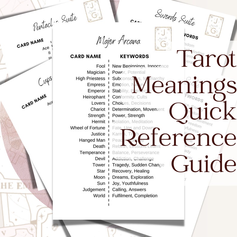 Tarot Card Meanings Quick Reference Guide Digital Download - Etsy