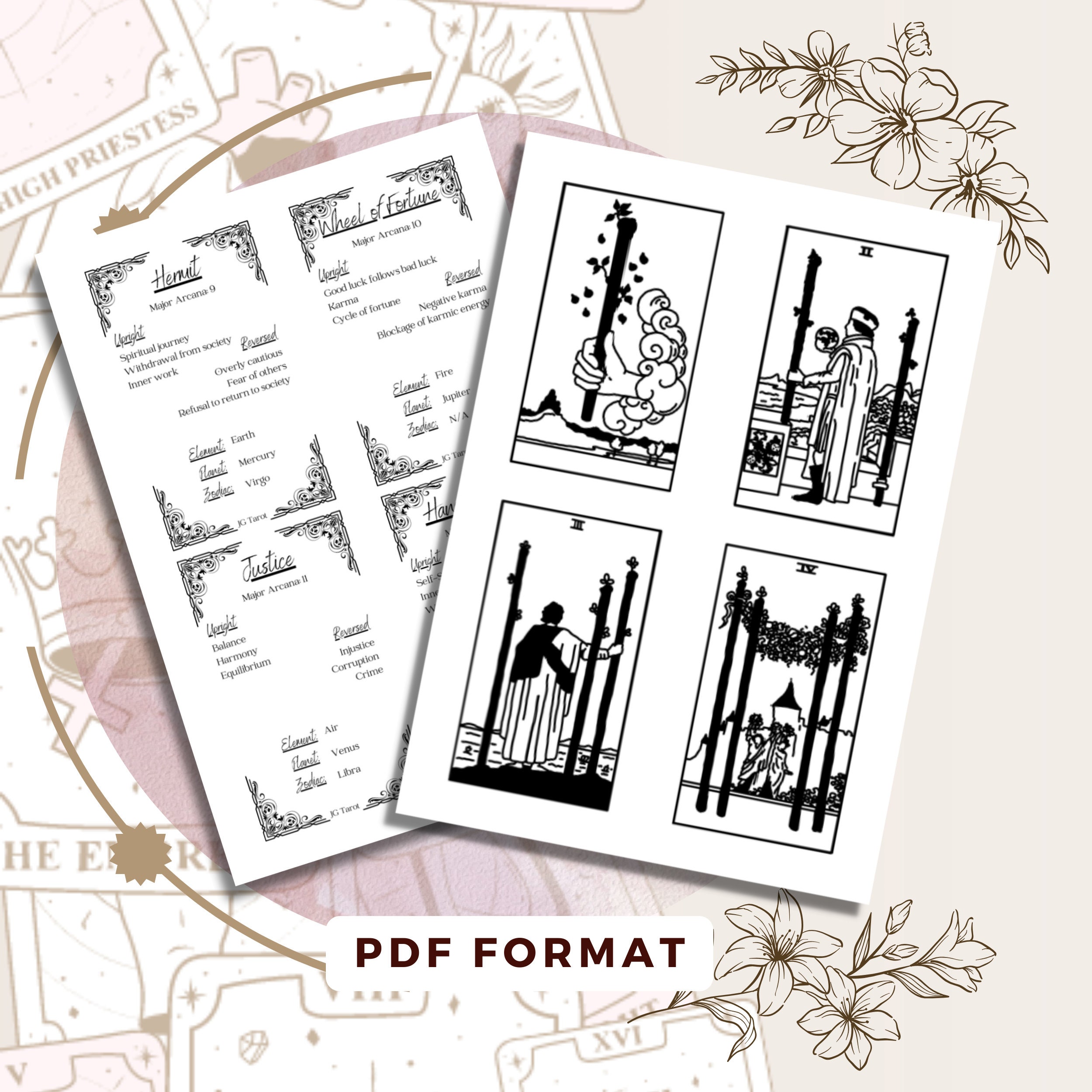 Tarot Flashcards - Digital Download Print Your Own Deck - Etsy