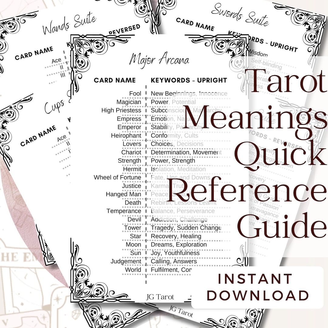 Tarot Card Meanings Quick Reference Guide Digital Download - Etsy