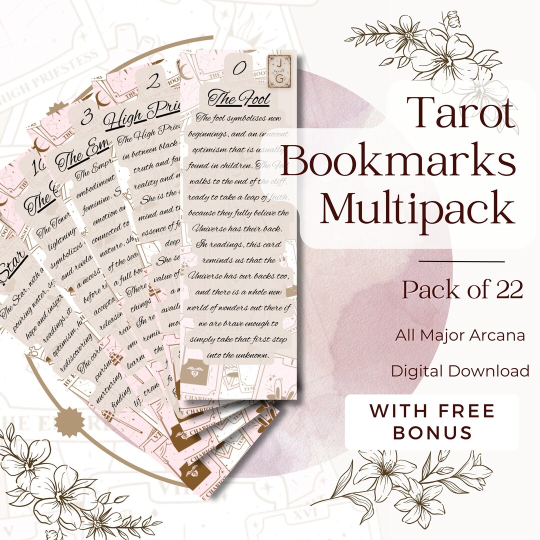 Tarot Meanings Bookmarks Multi Pack of 22 With Free Bonus - Digital ...