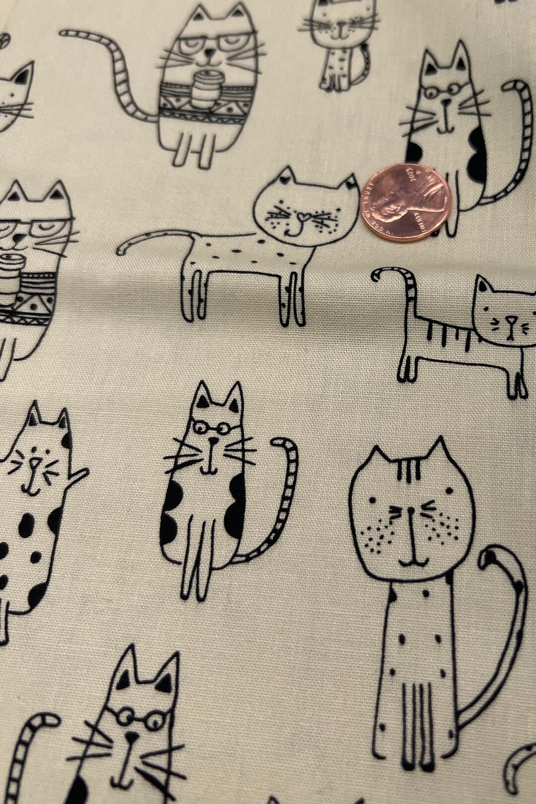 Cat Print Cotton Fabric - Whiskers and Tails by Amylee Weeks - Etsy
