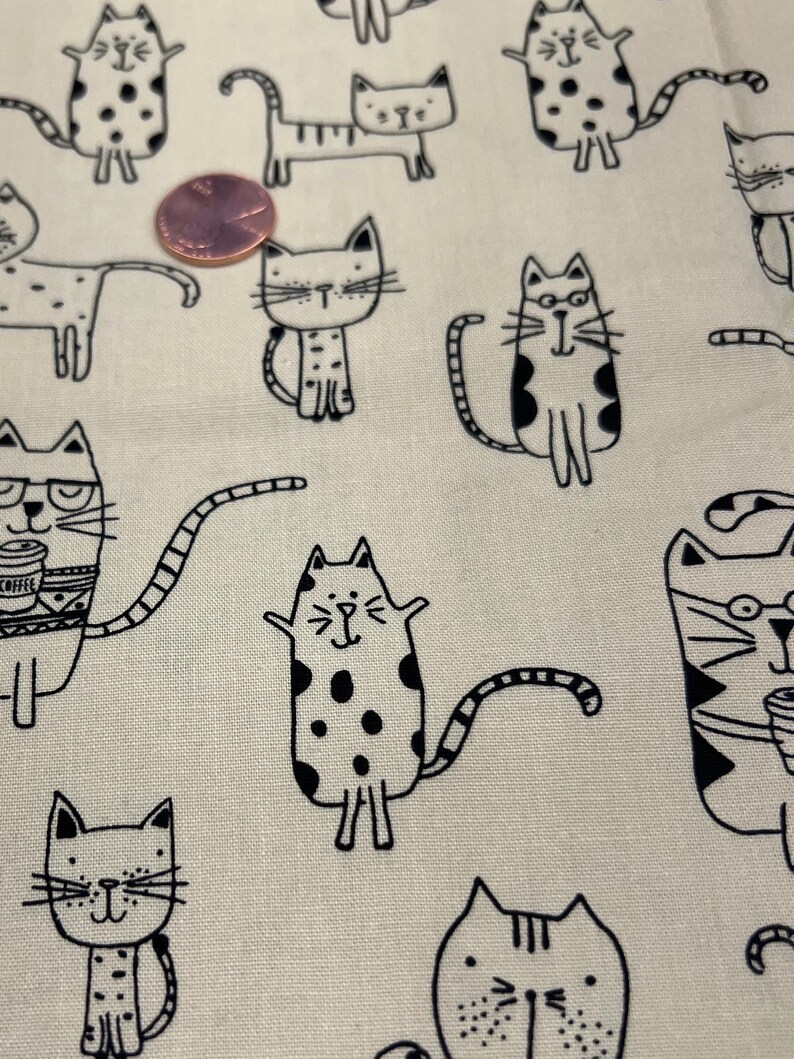 Cat Print Cotton Fabric - Whiskers and Tails by Amylee Weeks - Etsy