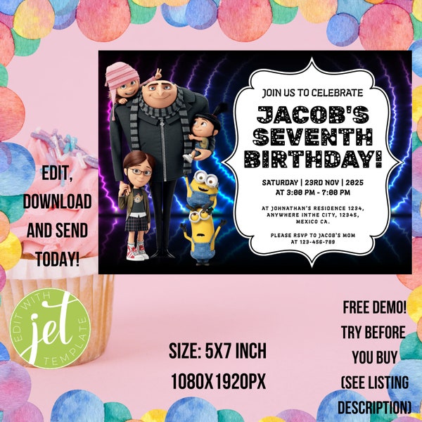 Despicable Me Invite - Etsy