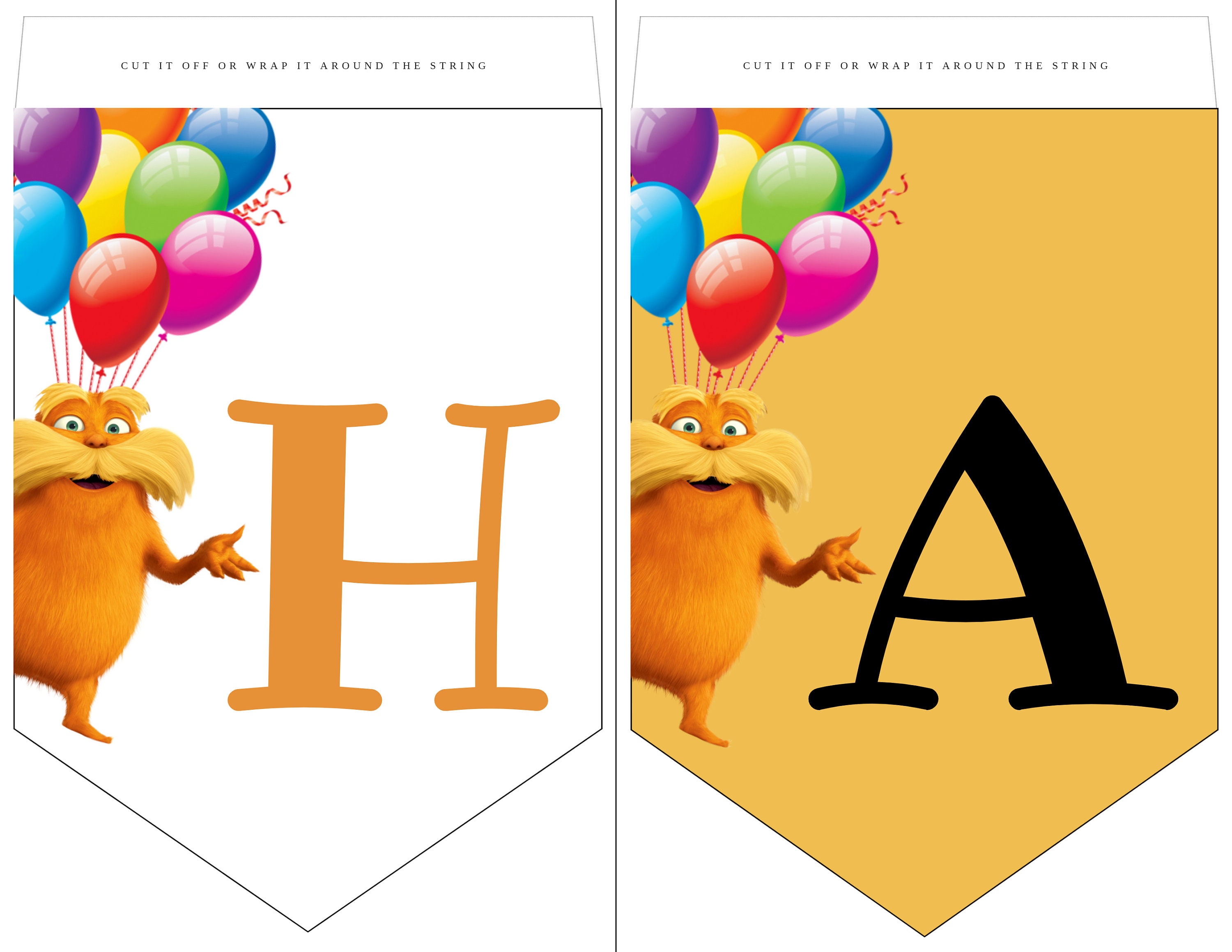 Editable the Lorax Birthday Name Banners the Lorax Themed - Etsy Australia