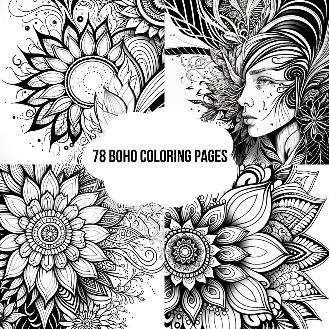 78 Adult Boho Coloring Pages Relaxing Coloring Pages - Etsy