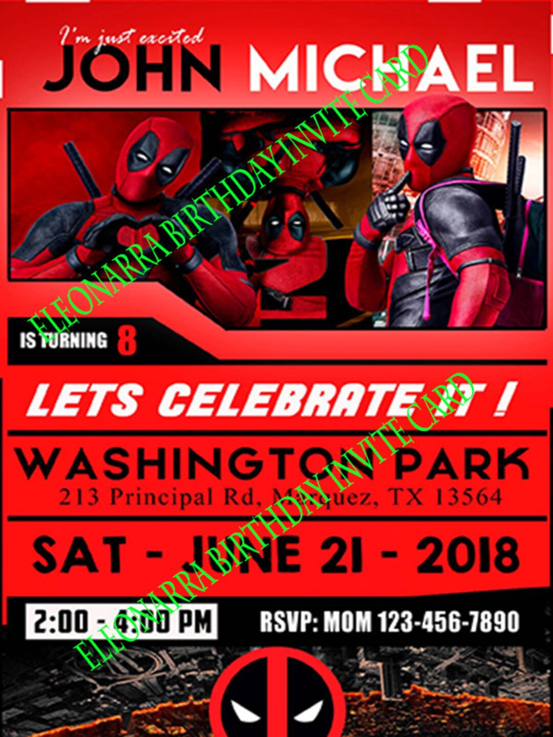 Deadpool 2 Birthday Party Invitation Canva Template - Etsy