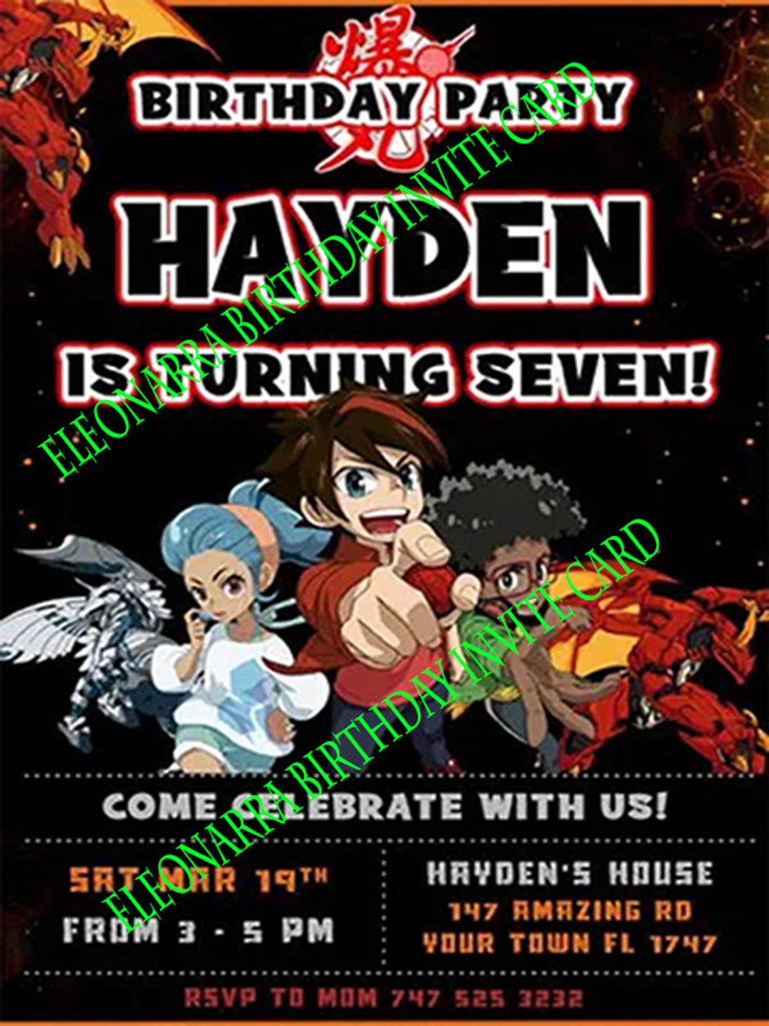 Bakugan Birthday Invitation Canva Template - Etsy