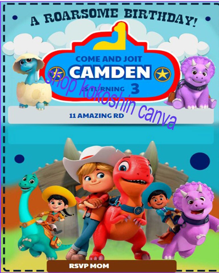 Dino-ranch-birthday-invitation Canva Custom Canva - Etsy