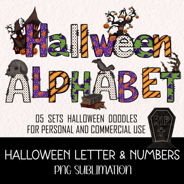 Halloween Doodle Alphabet - Etsy