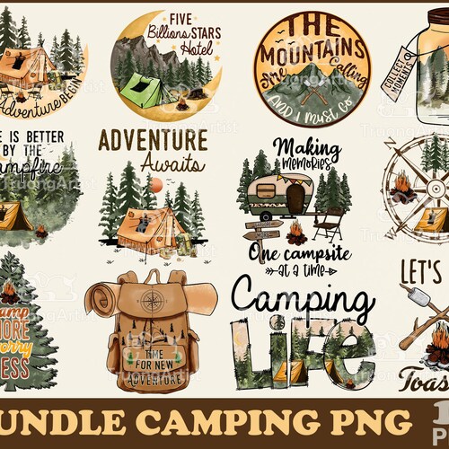 Camp Life Bundle Sublimation PNG Bundle Happy Camping Png - Etsy