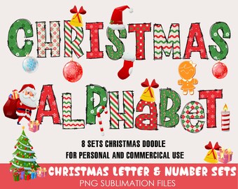 Christmas Alphabet Doodle - Etsy