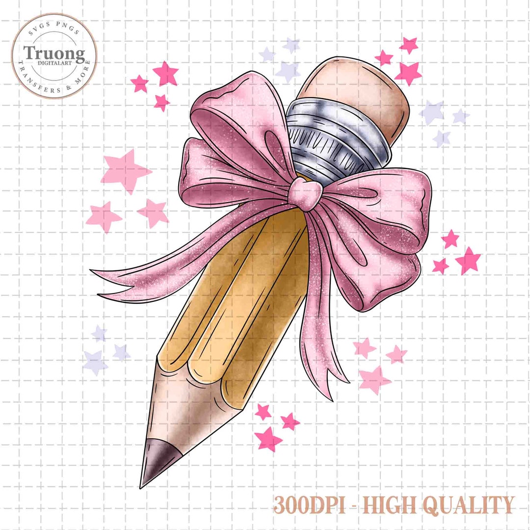 Coquette Teacher Png, Teacher Pencil Coquette Bow, Teach Love Inspire ...