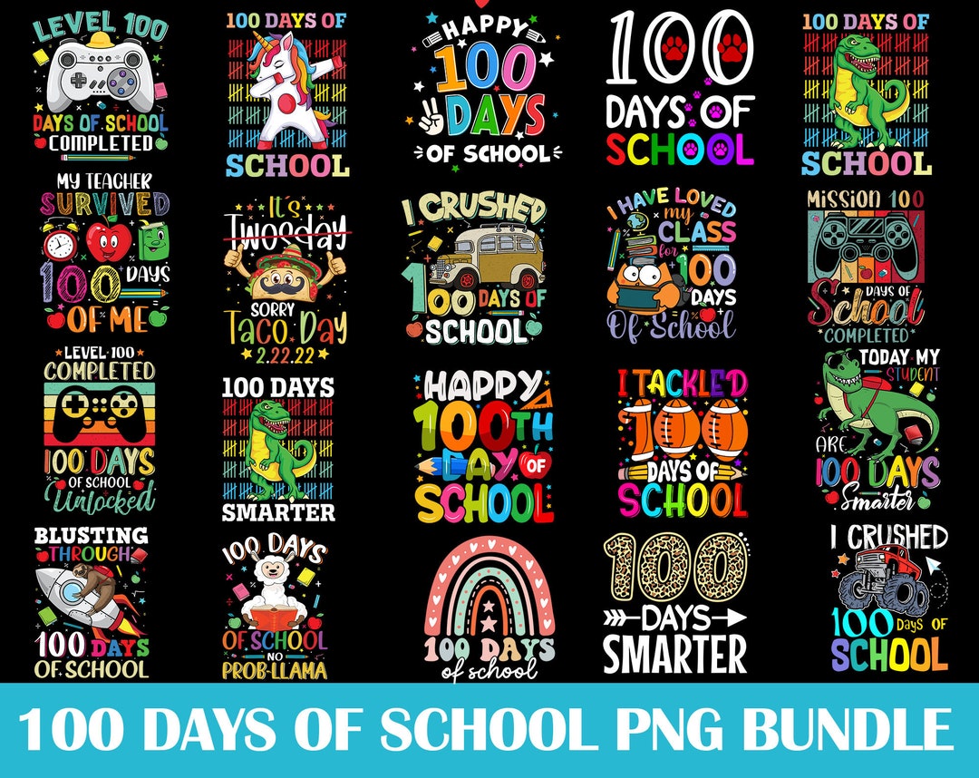 Paquete Png de 100 días de escuela, Png de maestro de 100 días de ...