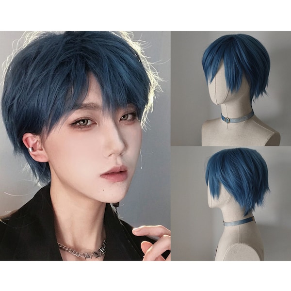 Short Blue Wig - Etsy