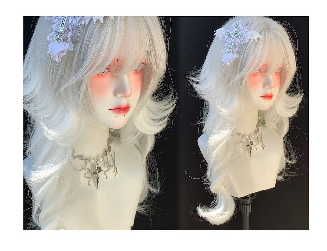 Grey White Long Loose Wave Wig for Women, Natural Wig for Girl ...