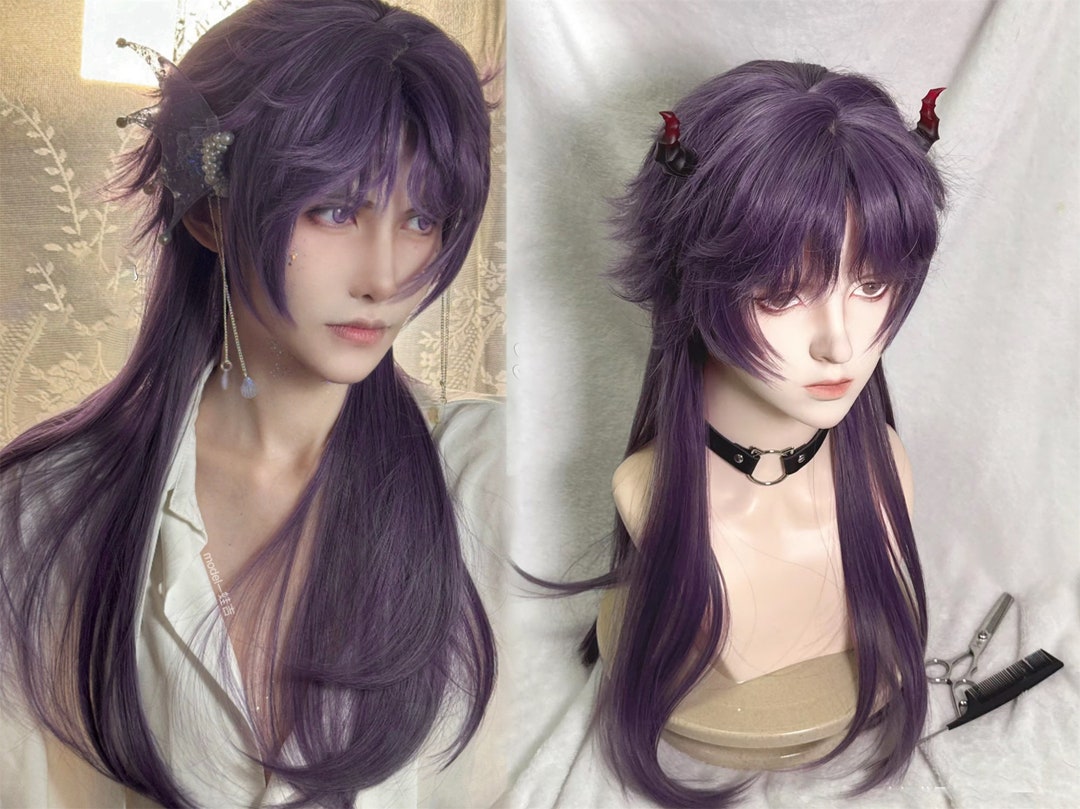 Goth Purple Mullet Wig, Wolf Cut Wig for Cosplay Vampire Devil ...