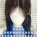 Flame Blue Mullet Wig, Front Lace Wig, Black Brown Mixed Blue Natural ...