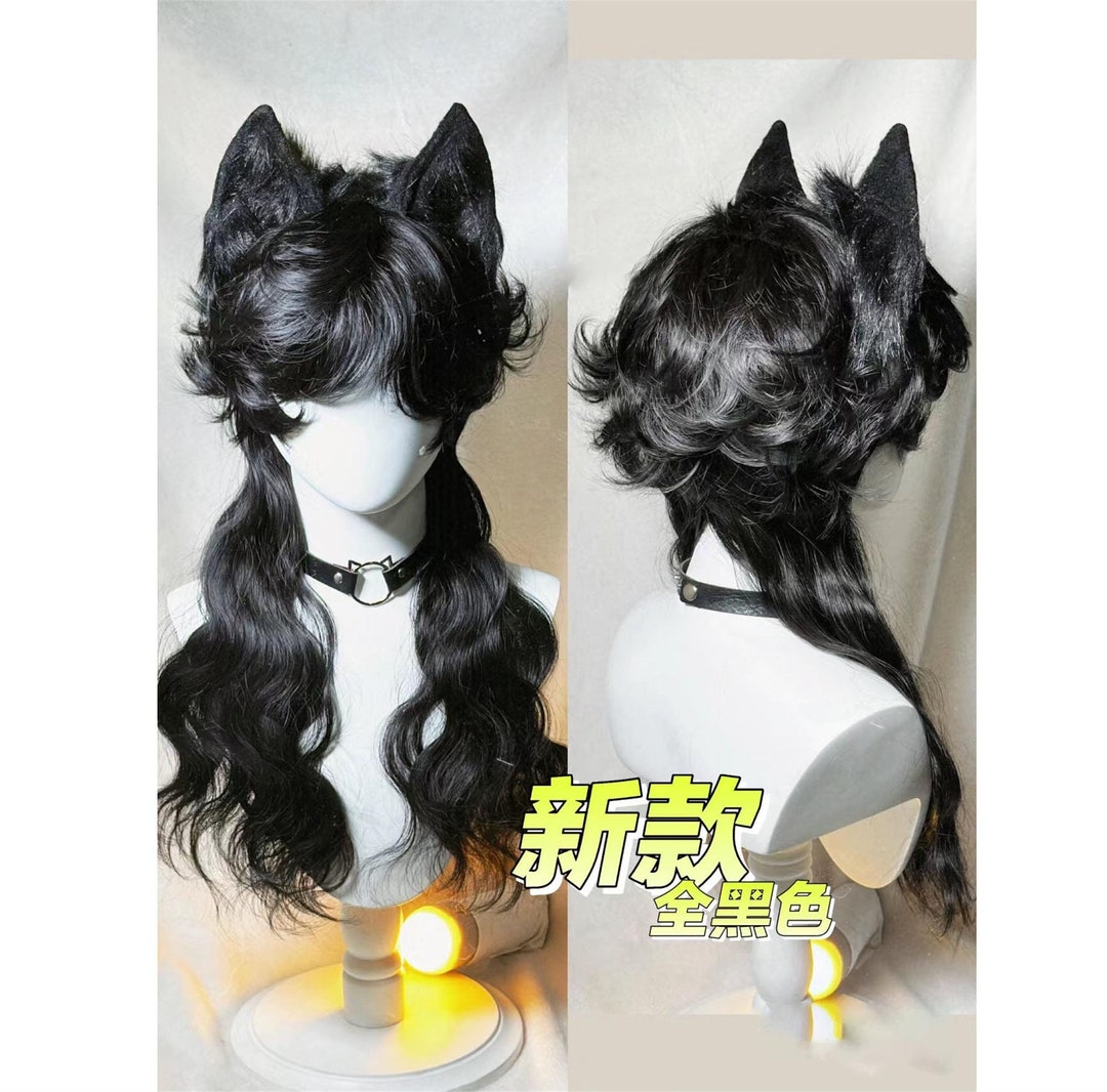 Goth Black Mullet Wig, Wolf Cut Wig for Cosplay Vampire Devil Halloween ...