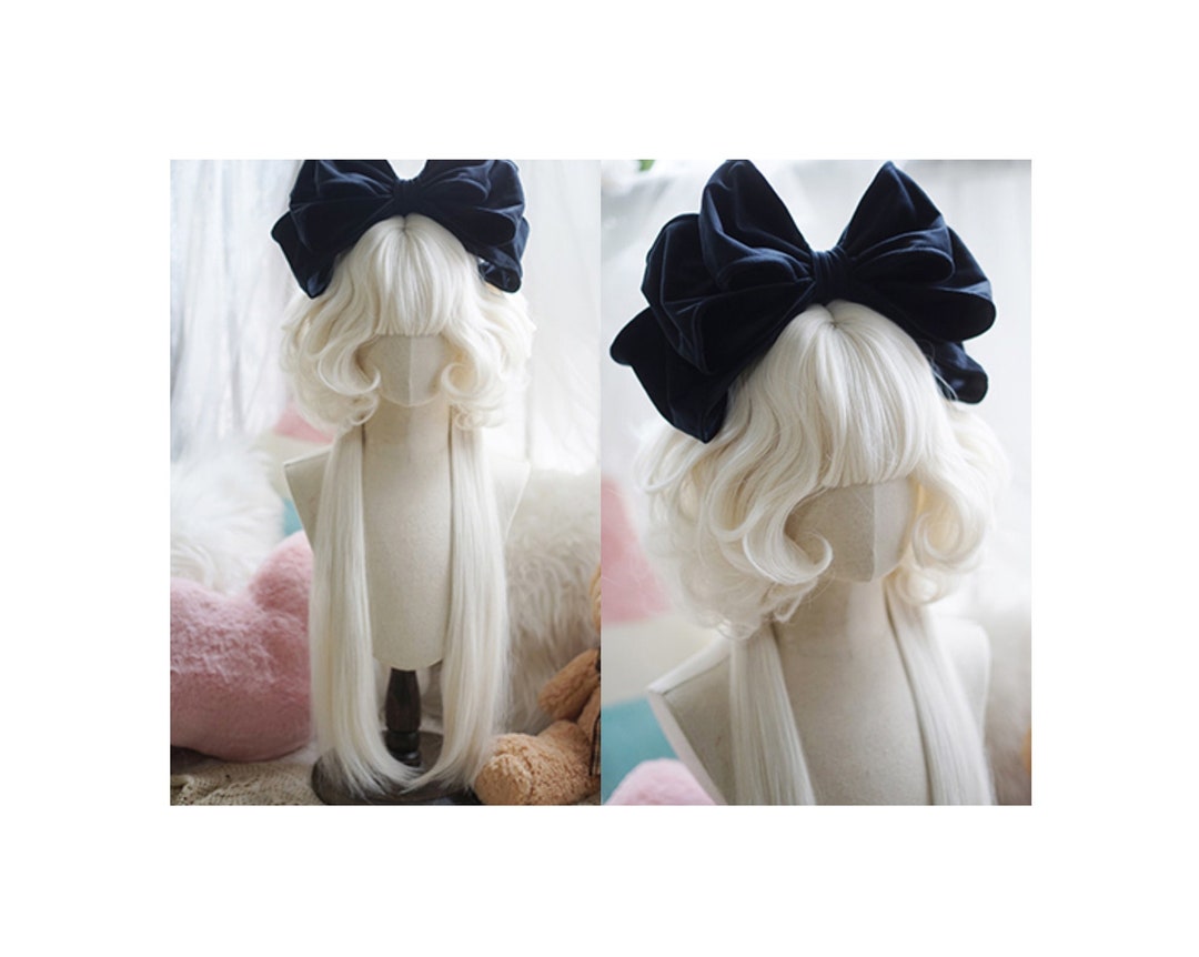 9 Colors Lolita Curly Jellyfish Curly Wig With Bangs, Black Brown White ...