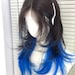 Flame Blue Mullet Wig, Front Lace Wig, Black Brown Mixed Blue Natural ...