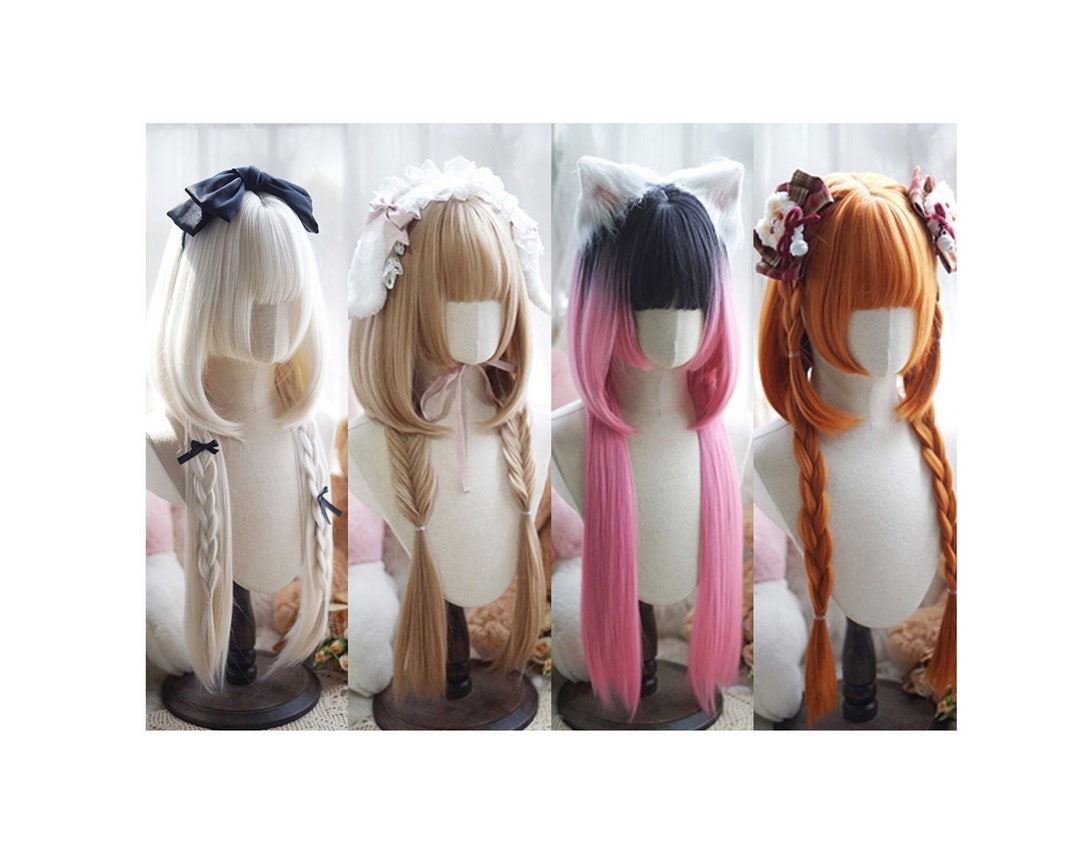 4 Colors Lolita Jellyfish Long Straight Wig With Bangs White - Etsy