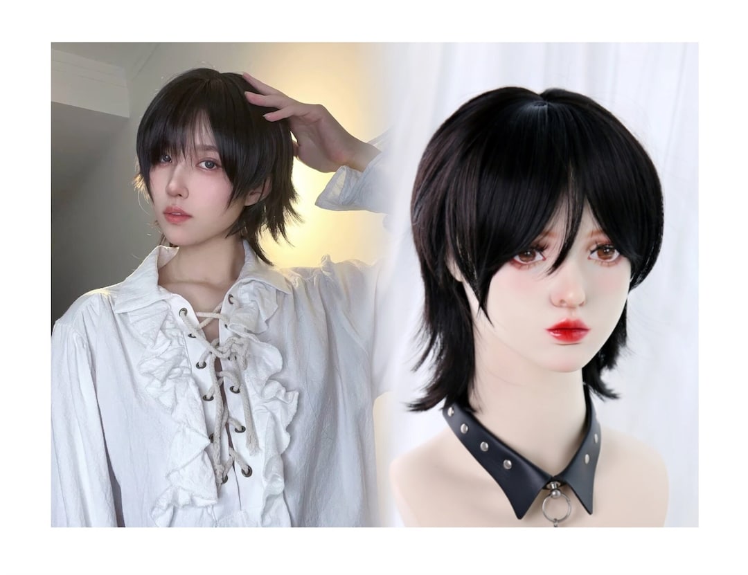 Black Mullet Short Wigs With Bangs, Cool Short Natural Wigs for Men ...