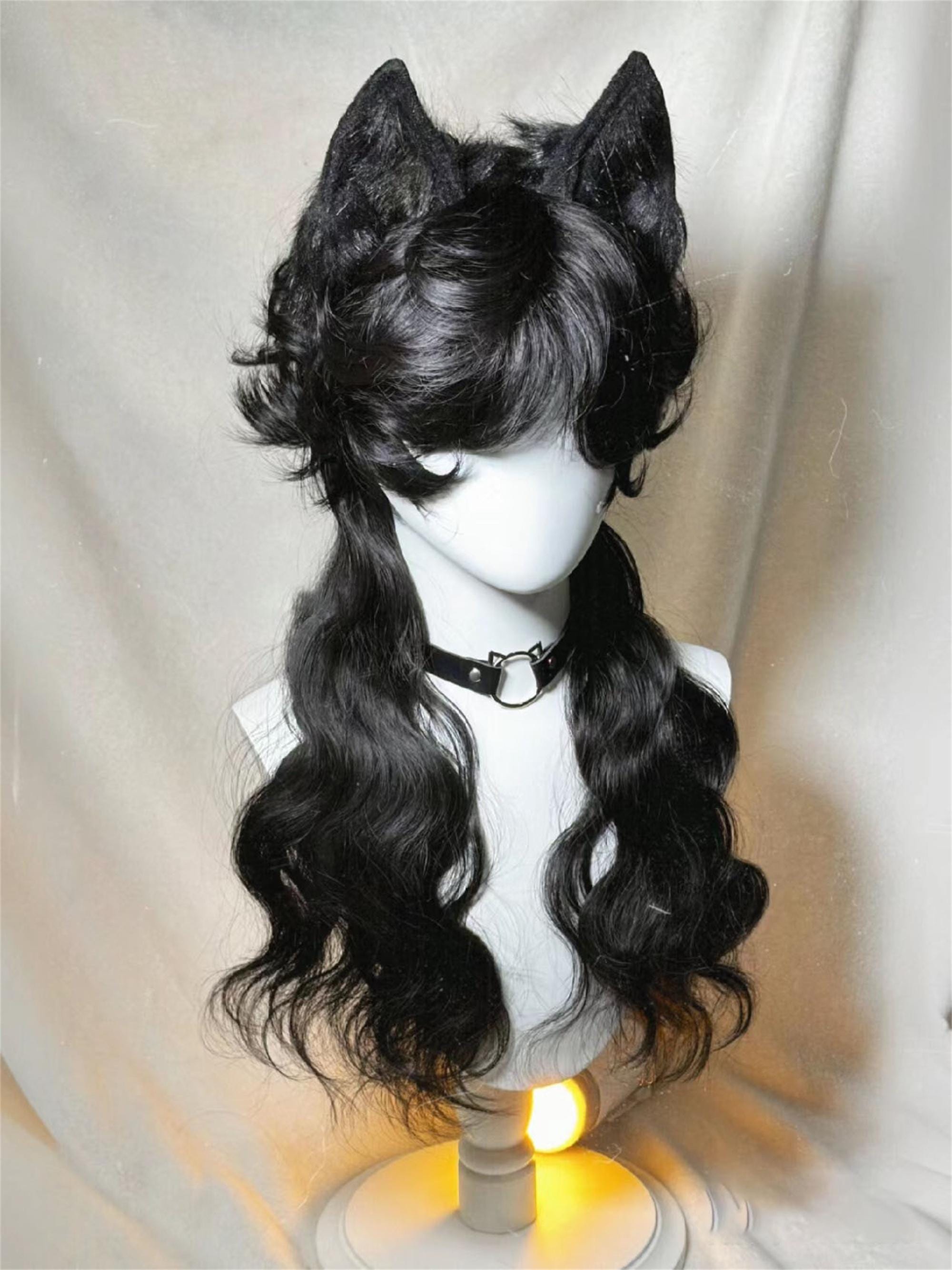 Goth Black Mullet Wig, Wolf Cut Wig for Cosplay Vampire Devil Halloween ...