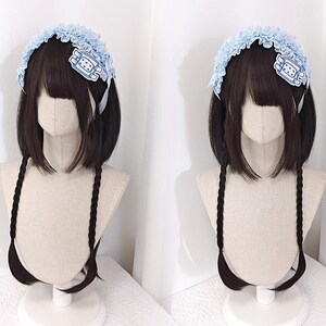 Black Brown Hime Cut Wig, Long Straight Natural Wig With Bangs, Cute ...