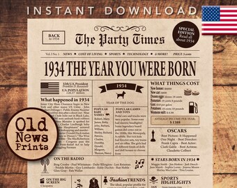 1934 Birthday Poster - Etsy