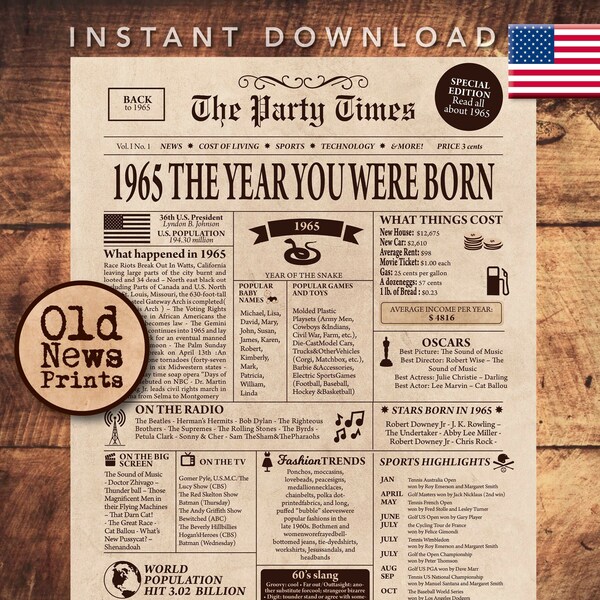 Back in 1965 Printable - Etsy