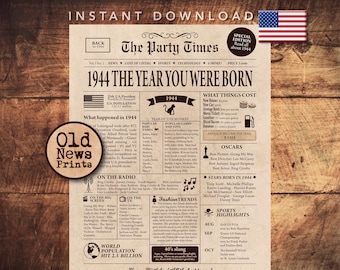 Personalized Newspaper Birthday Poster With Photo, Printable 80th ...