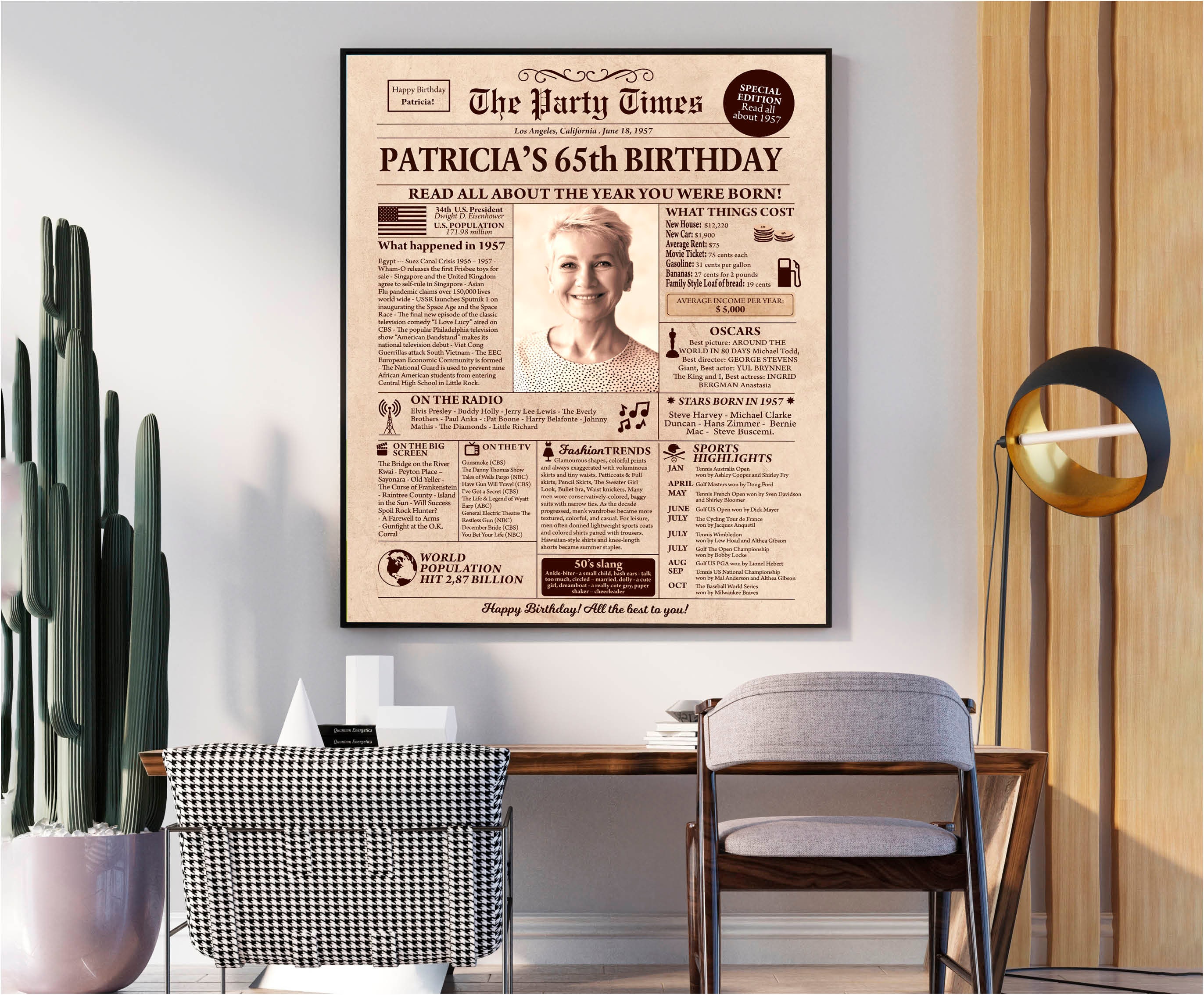 90th Birthday Newspaper Poster, 90th Birthday Decorations, Gifts for ...