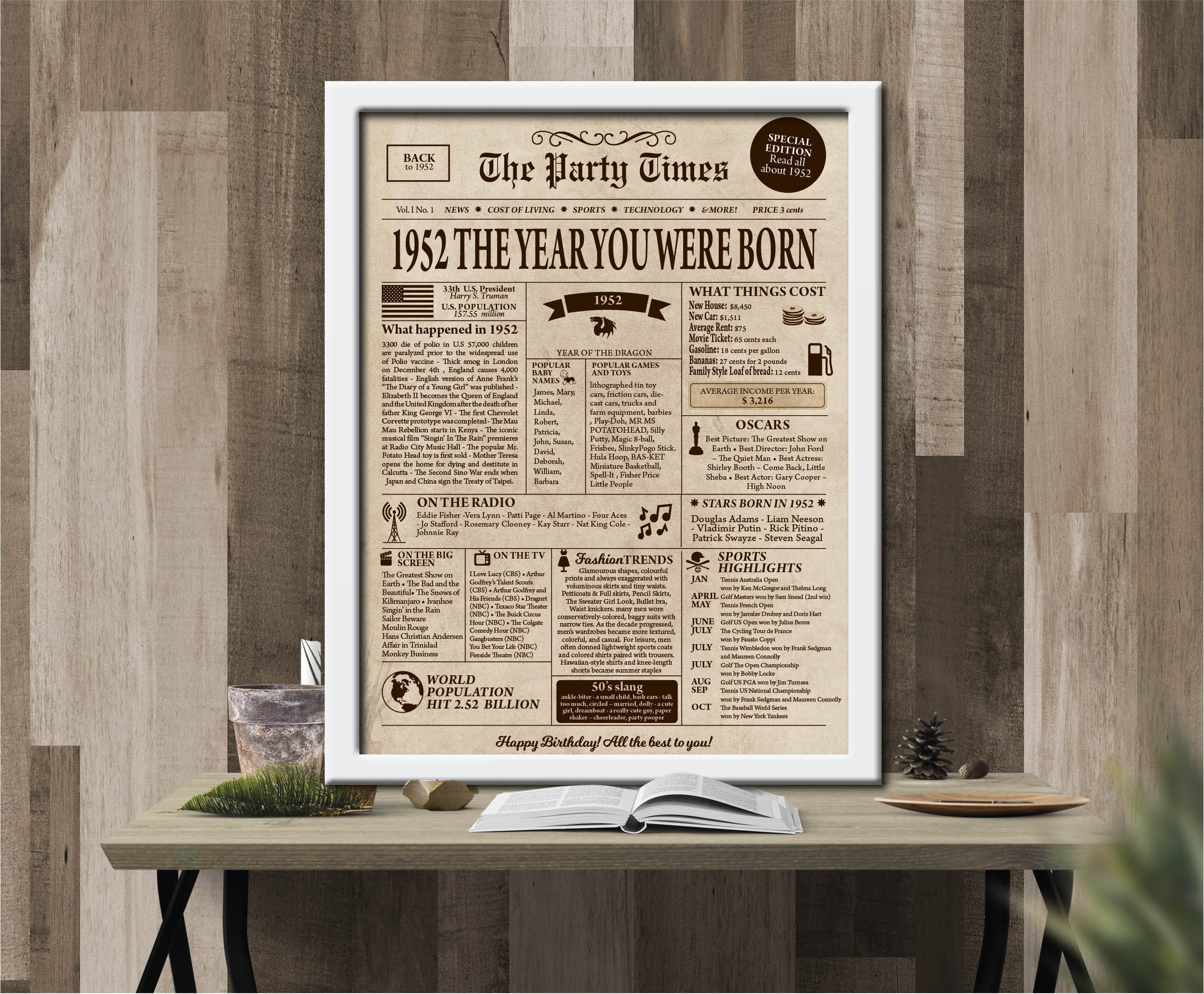 57th Birthday Newspaper Poster, 1967 Birthday Gift, Back in 1967, 57th ...