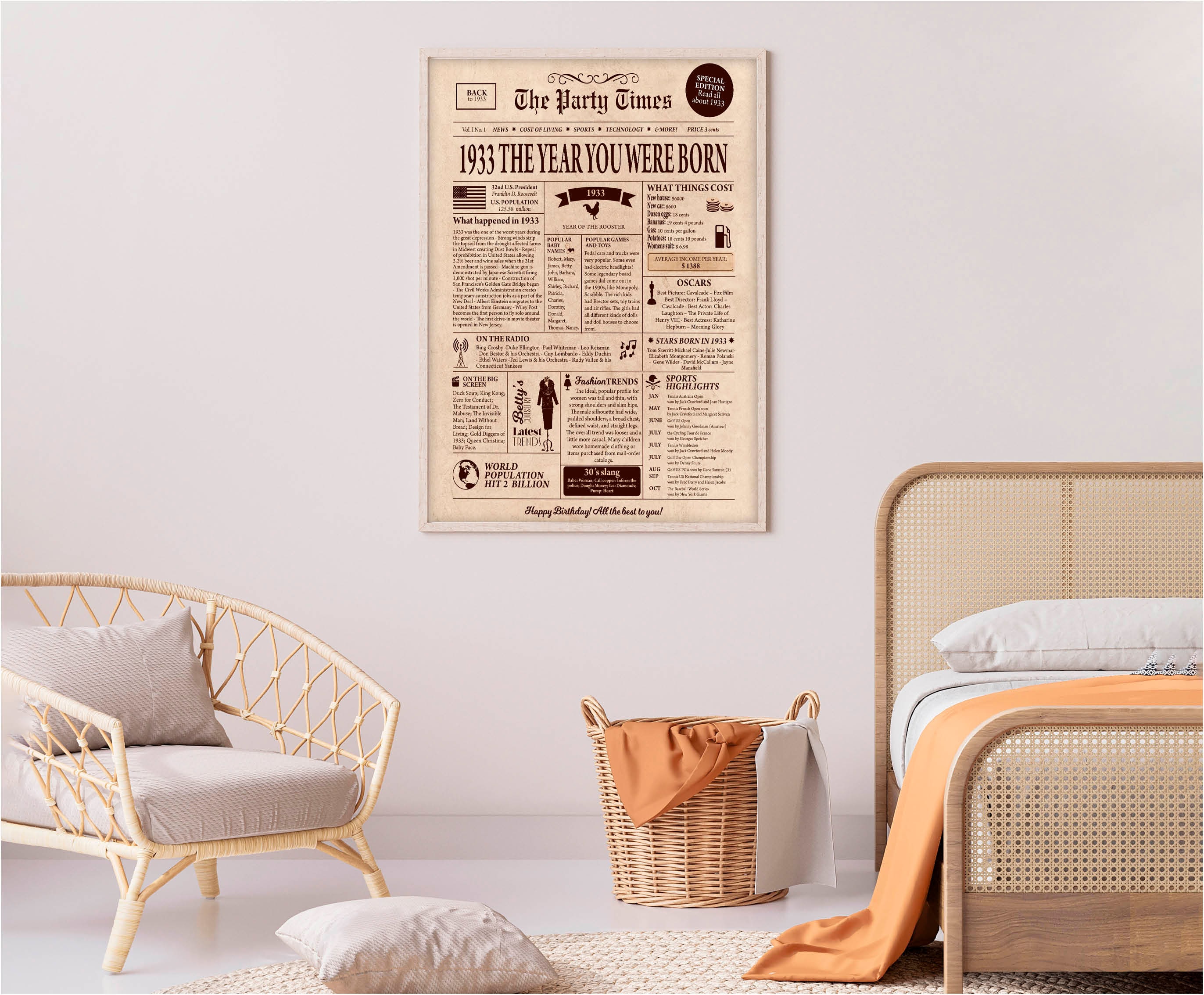 1937 Birthday Poster, 1937 Newspaper Print, Instant Download Print ...