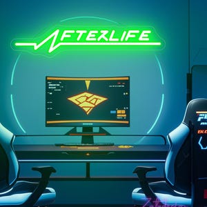 Afterlife Neon Sign, Gamer Sign, Cyberpunk Game Wall Art, Game Room ...