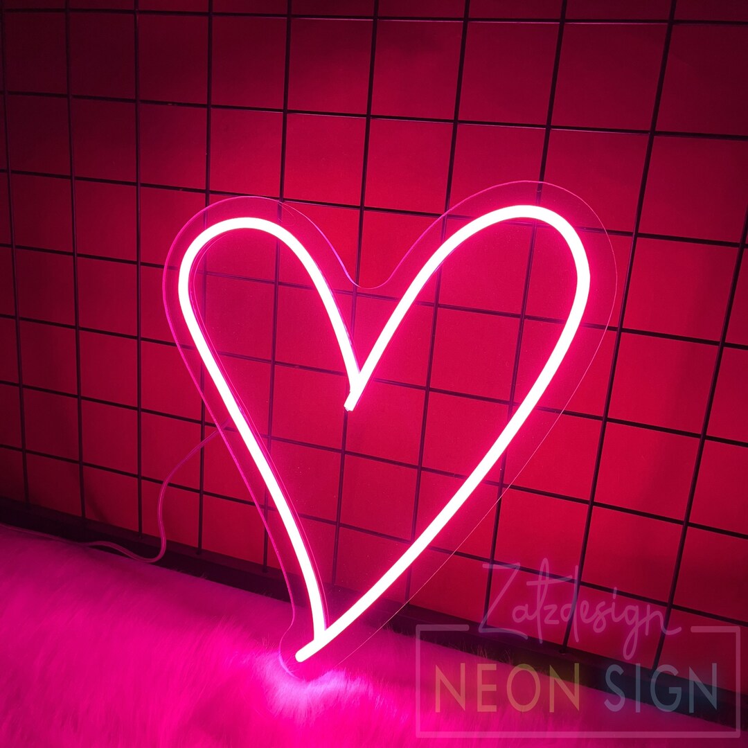 Heart Neon Sign, Love Neon Sign, Heart Home Decor, Custom Wedding Party ...