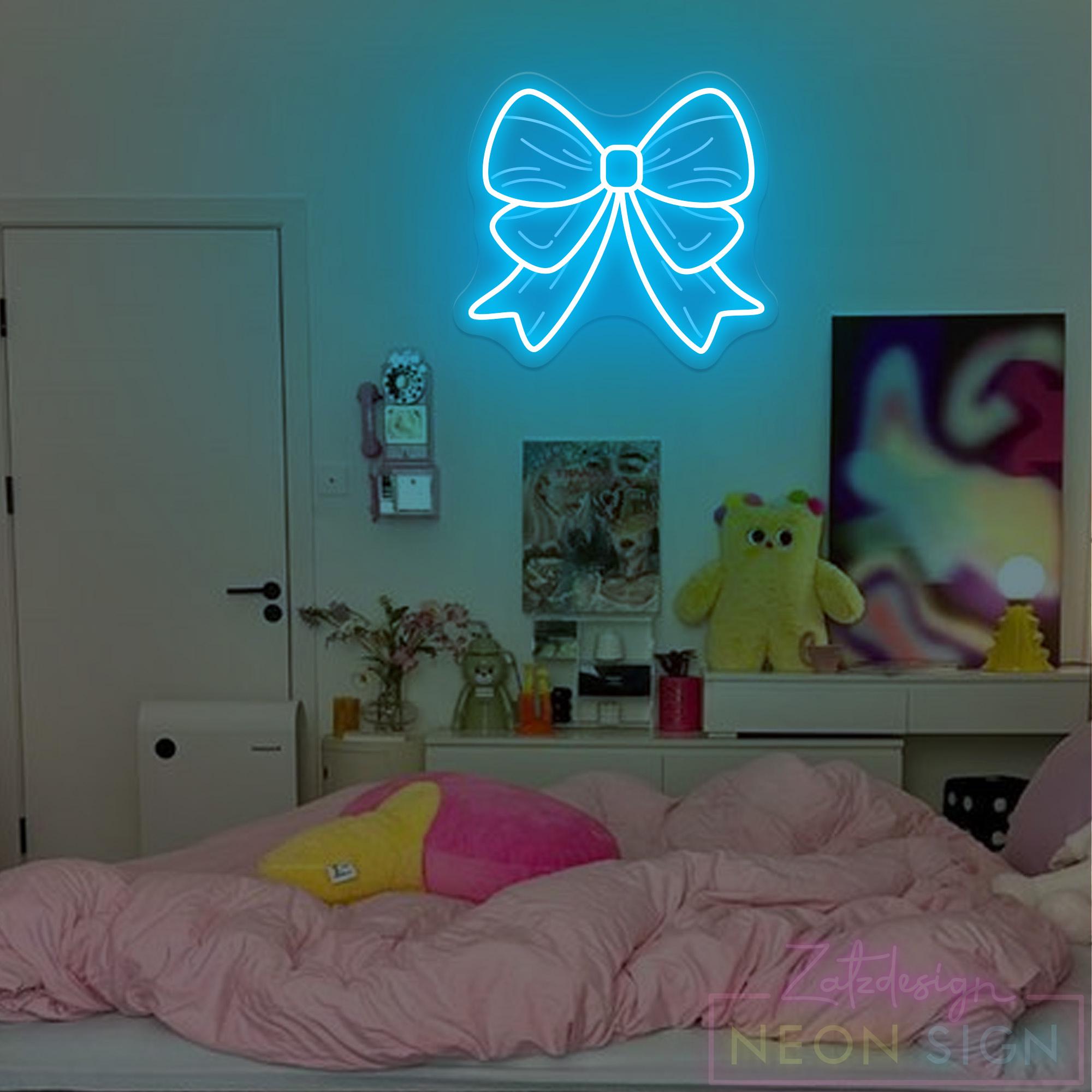 Cute Bow Neon Sign Custom Neon Sign Pink Led Light Girls Room Decor ...