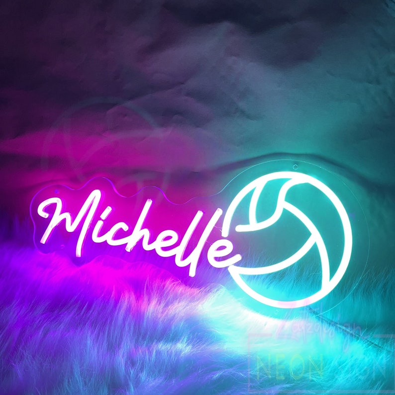 Custom Volleyball Name Neon Sign, Personalized Volleyball Neon Sign ...