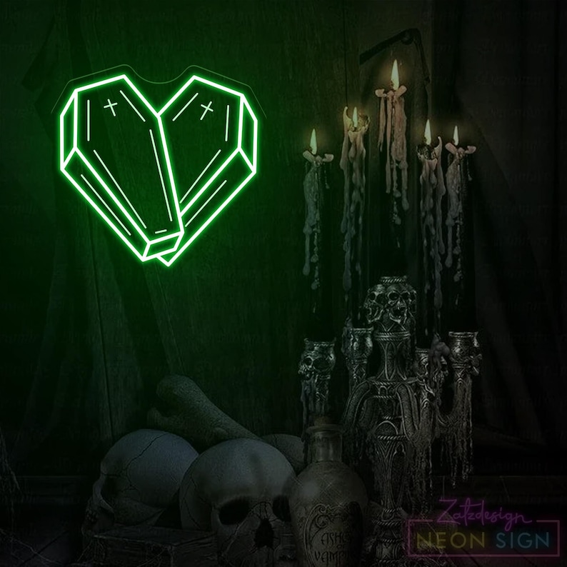 Coffin Heart Neon Sign, Halloween Neon Sign, USB Light Sign, Dark Wall ...