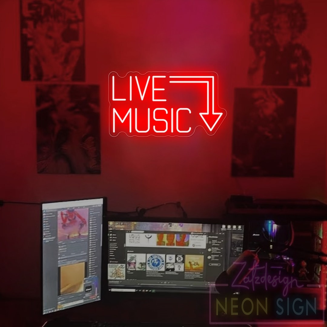 Live Music Neon Sign, Bar Neon Sign, Live Music Sign, Live Music Led ...