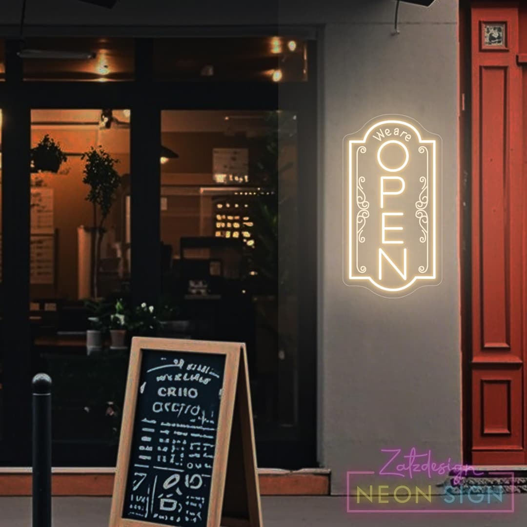 We Are Open Neon Sign for Store Window, Business Vertical Open Sign ...
