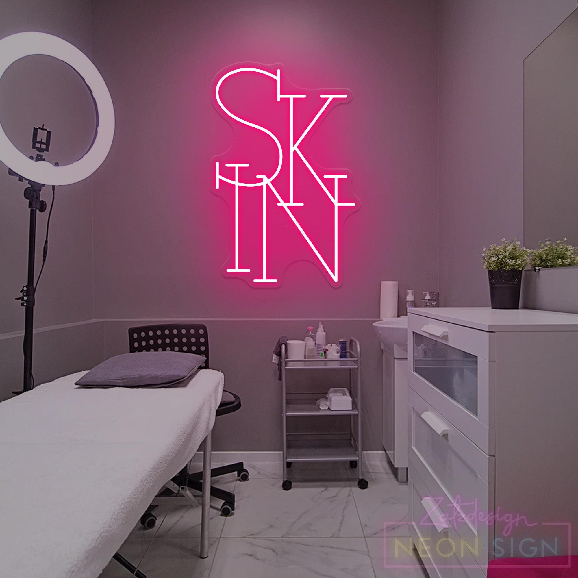 Skin Neon Sign, Beauty Salon LED Sign, Skincare Salon Decor, Spa Waxing ...