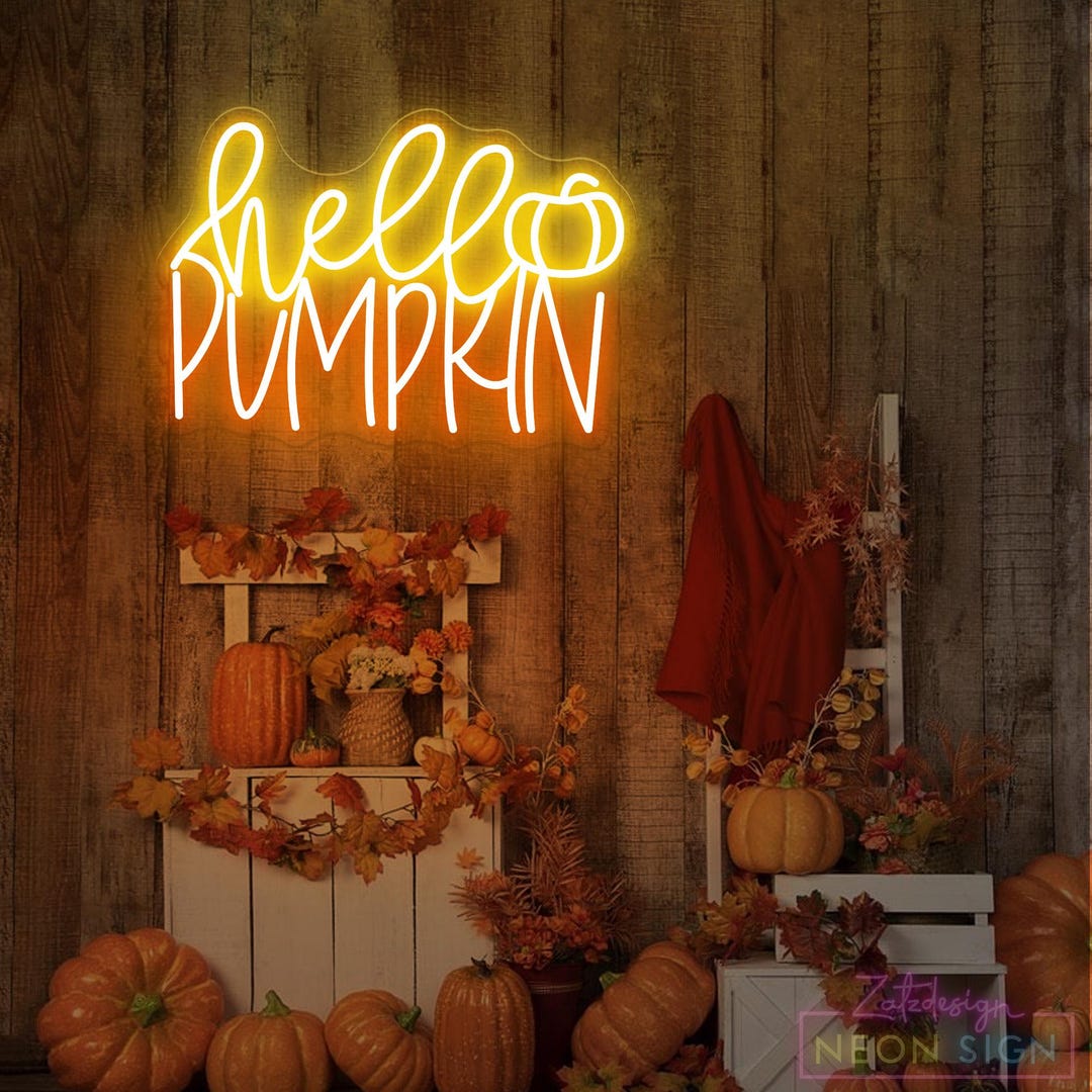 Hello Pumpkin LED Neon Sign: Fall Halloween Decor With Dimmer - Etsy