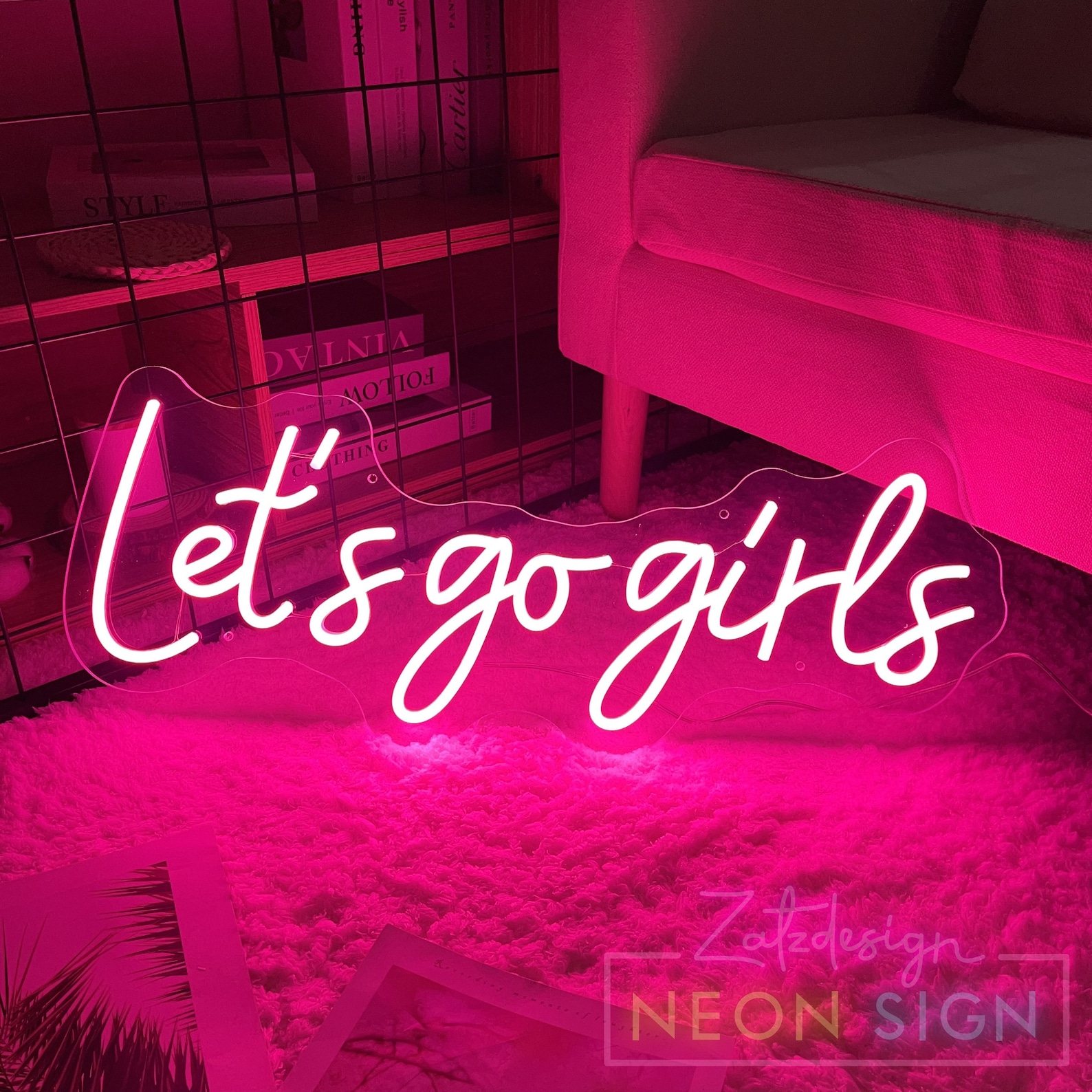 Let's Go Girls Neon Sign, Pink Room Decor ,bachelorette Sign Lets Go ...