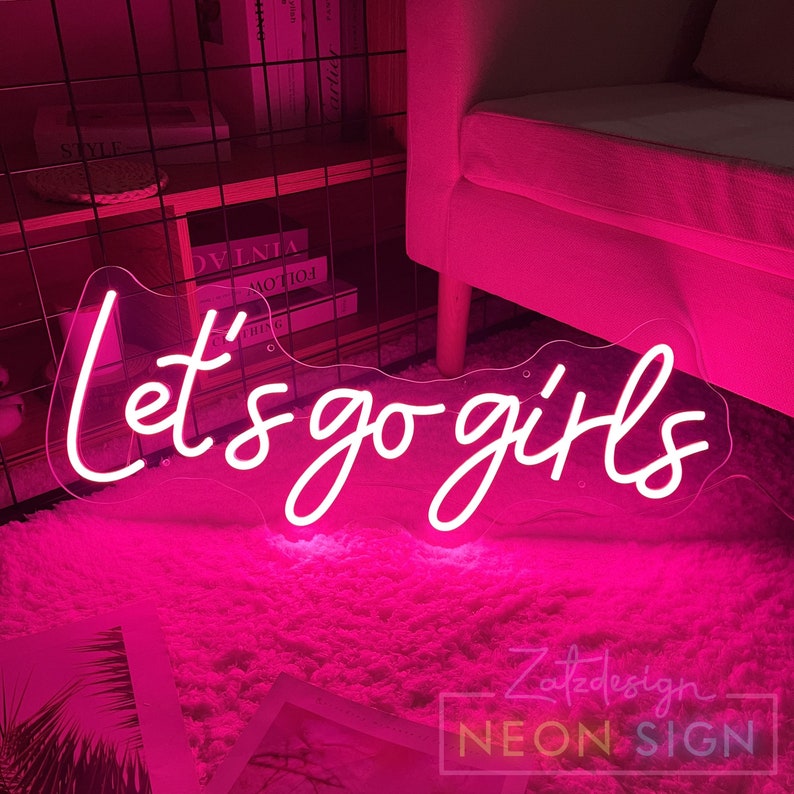 Let's Go Girls Neon Sign, Pink Room Decor ,bachelorette Sign Lets Go ...